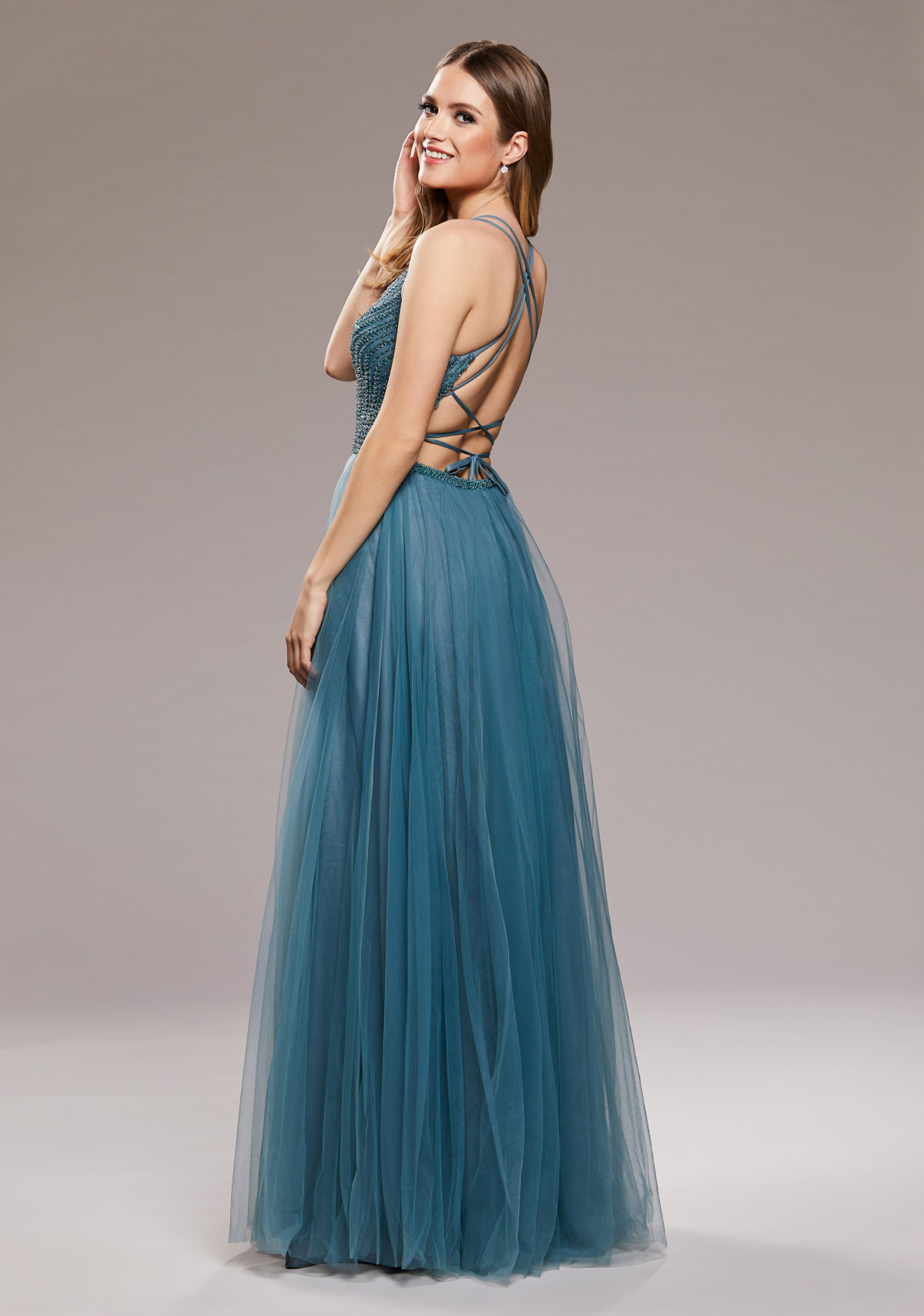 Abendkleid aus Tüll mit Rückenschnürung in Moonlight Jade - Christian ...