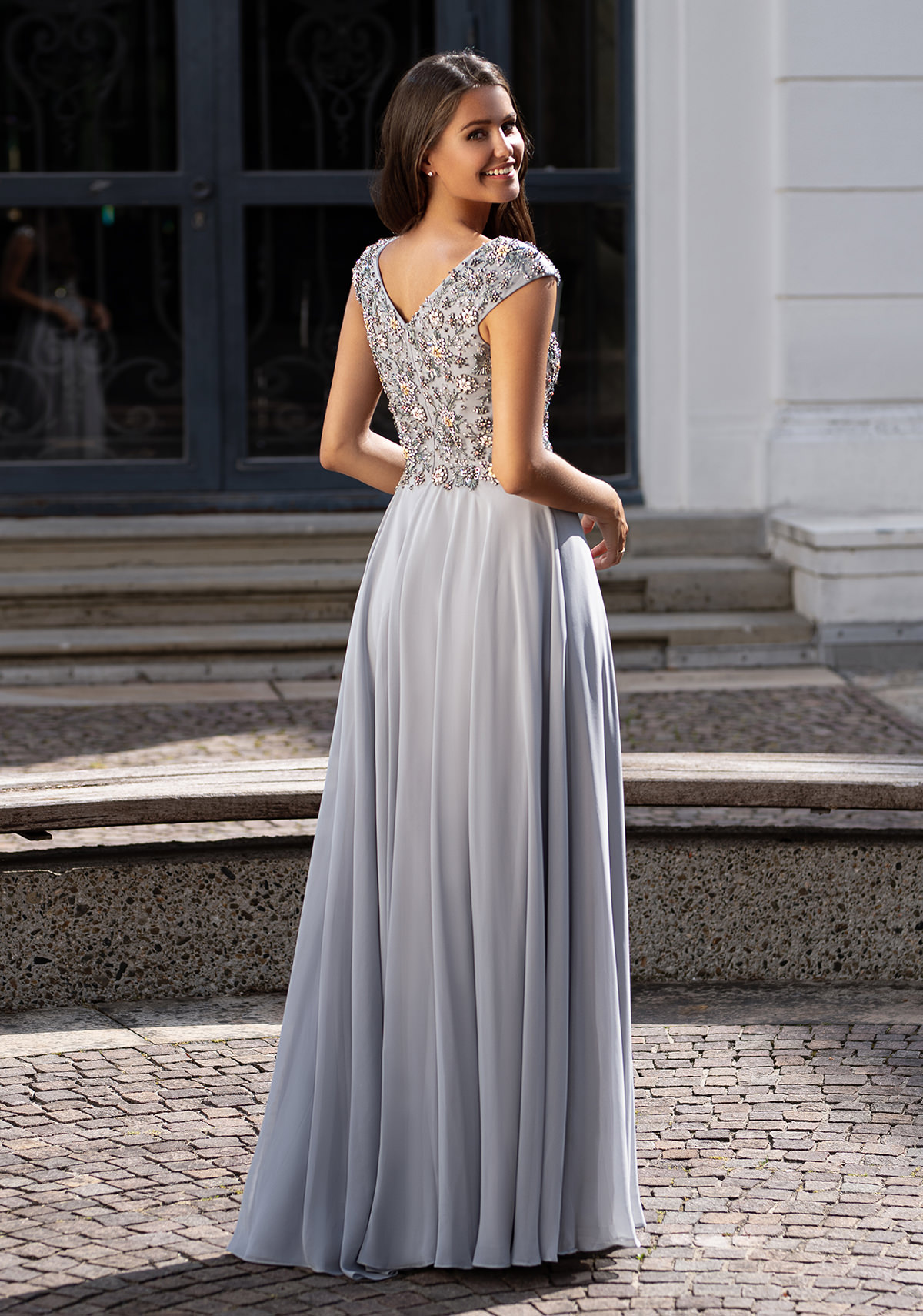 Ghost gray chiffon evening dress - Christian Koehlert