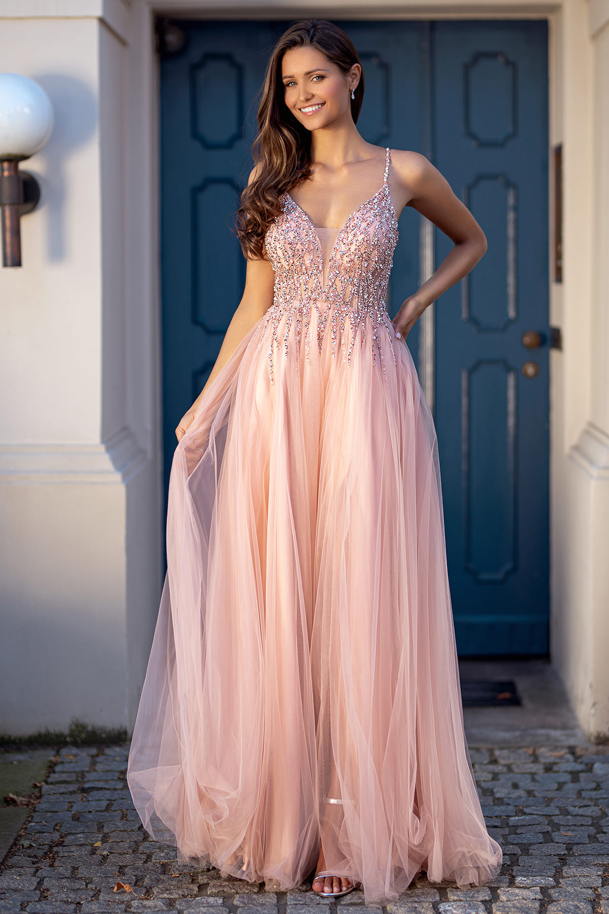 Robe de soirée en tulle Dawn Pink - Christian Koehlert