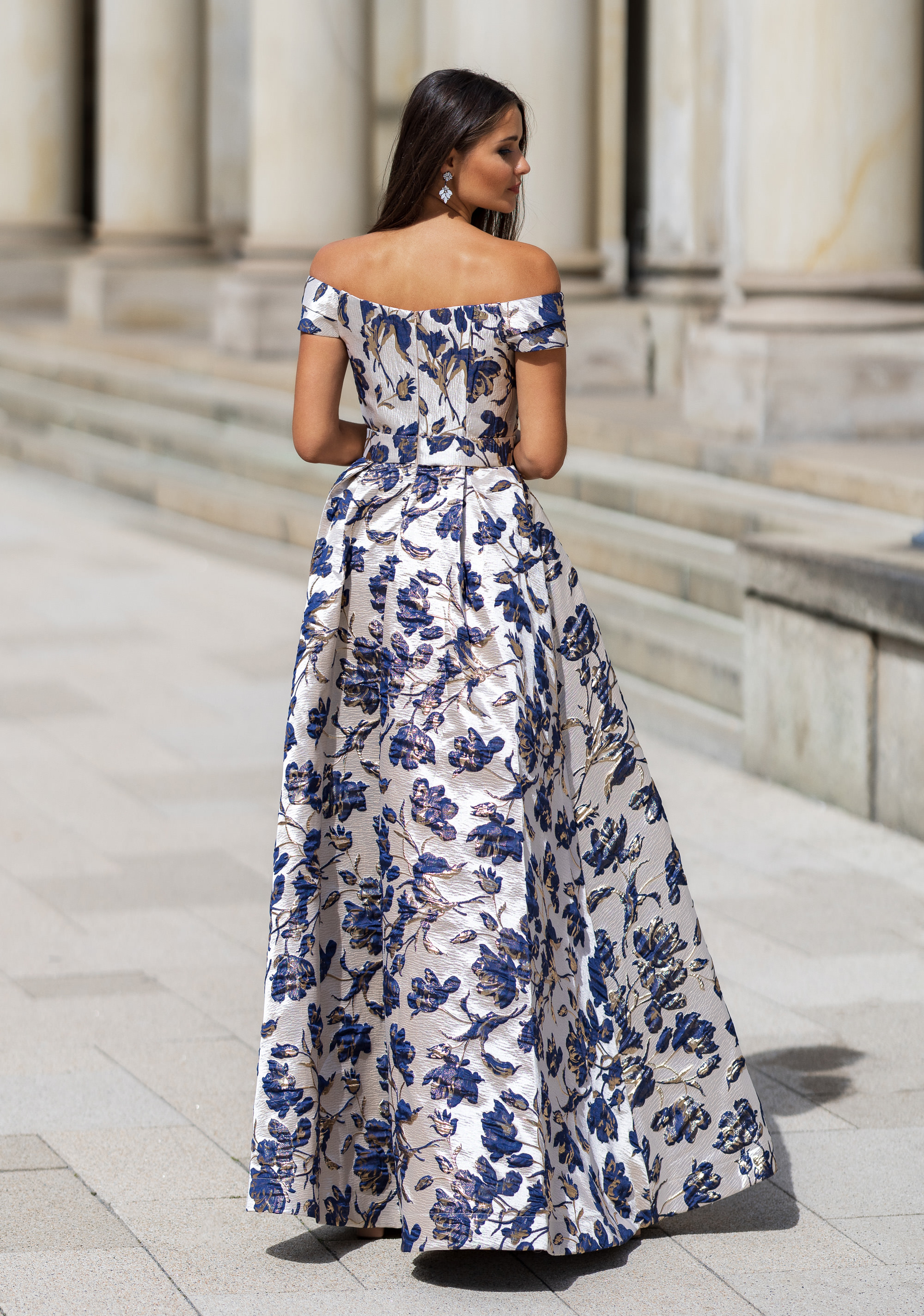 Brocade evening dress in Macadamia Nut - Christian Koehlert