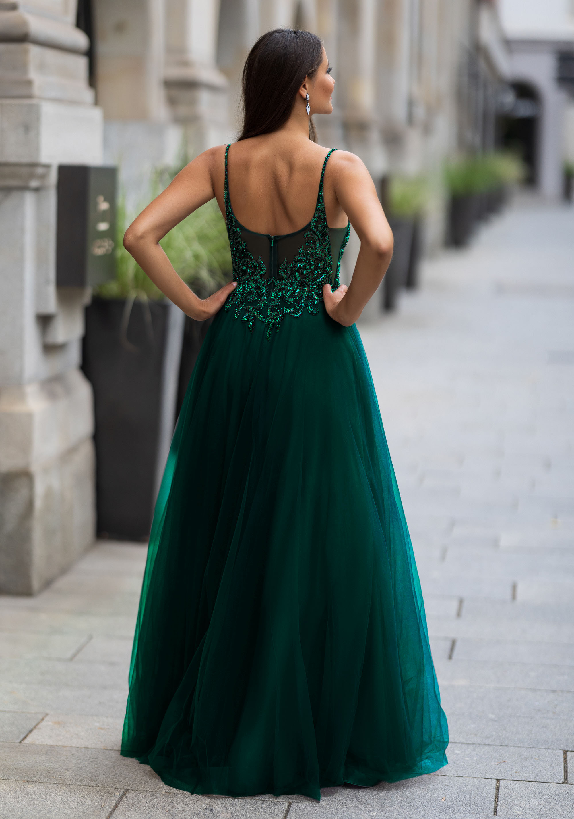 Tüll Abendkleid in Botanical Green - Christian Koehlert