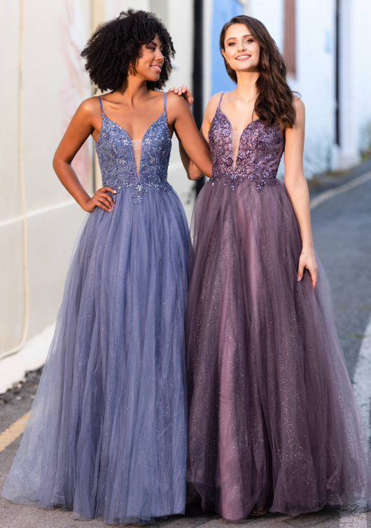 Tulle evening dress in Glitter Plum Truffle - Christian Koehlert