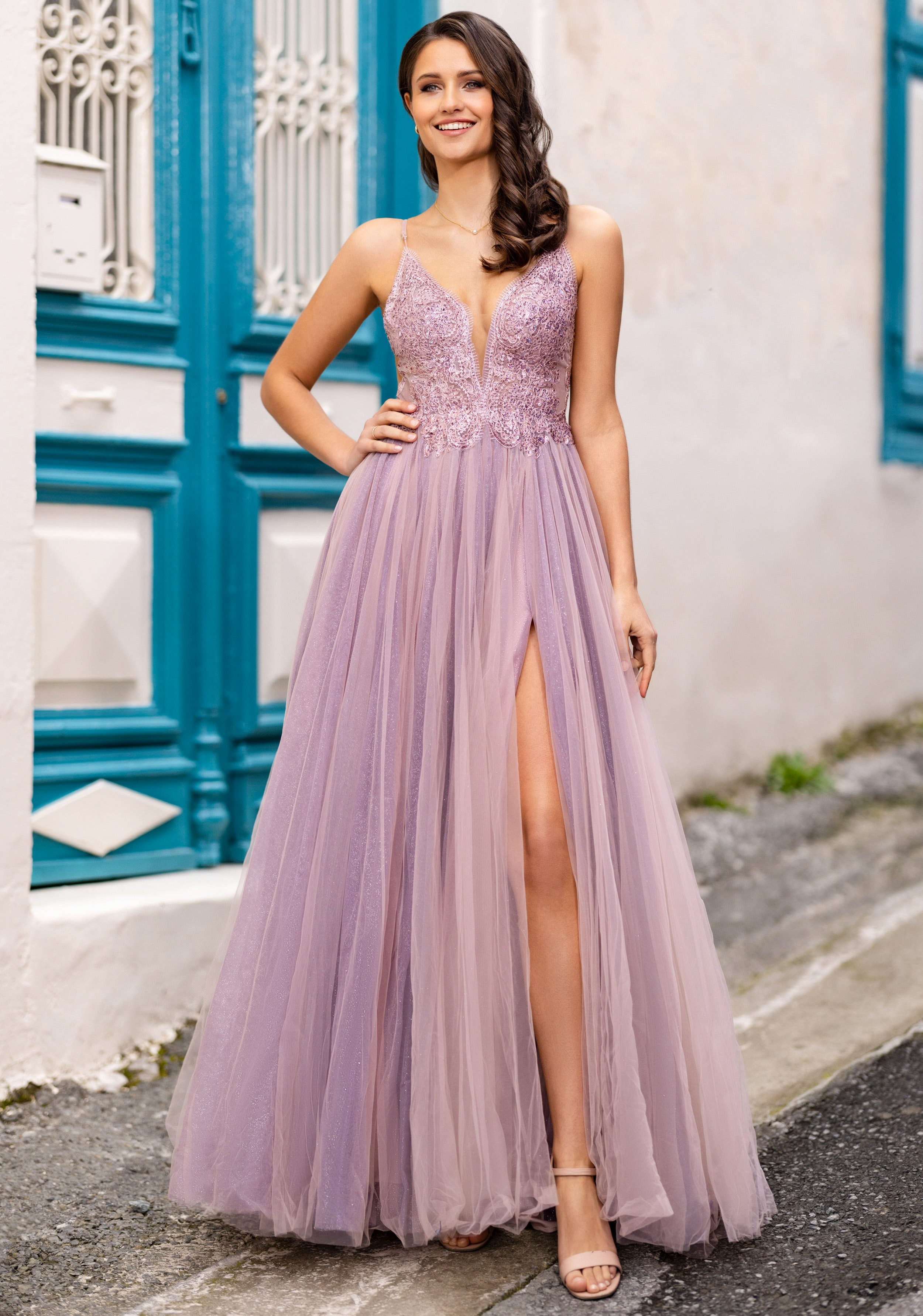 Glitzerndes Tüll Abendkleid in Lavender Snow - Christian Koehlert