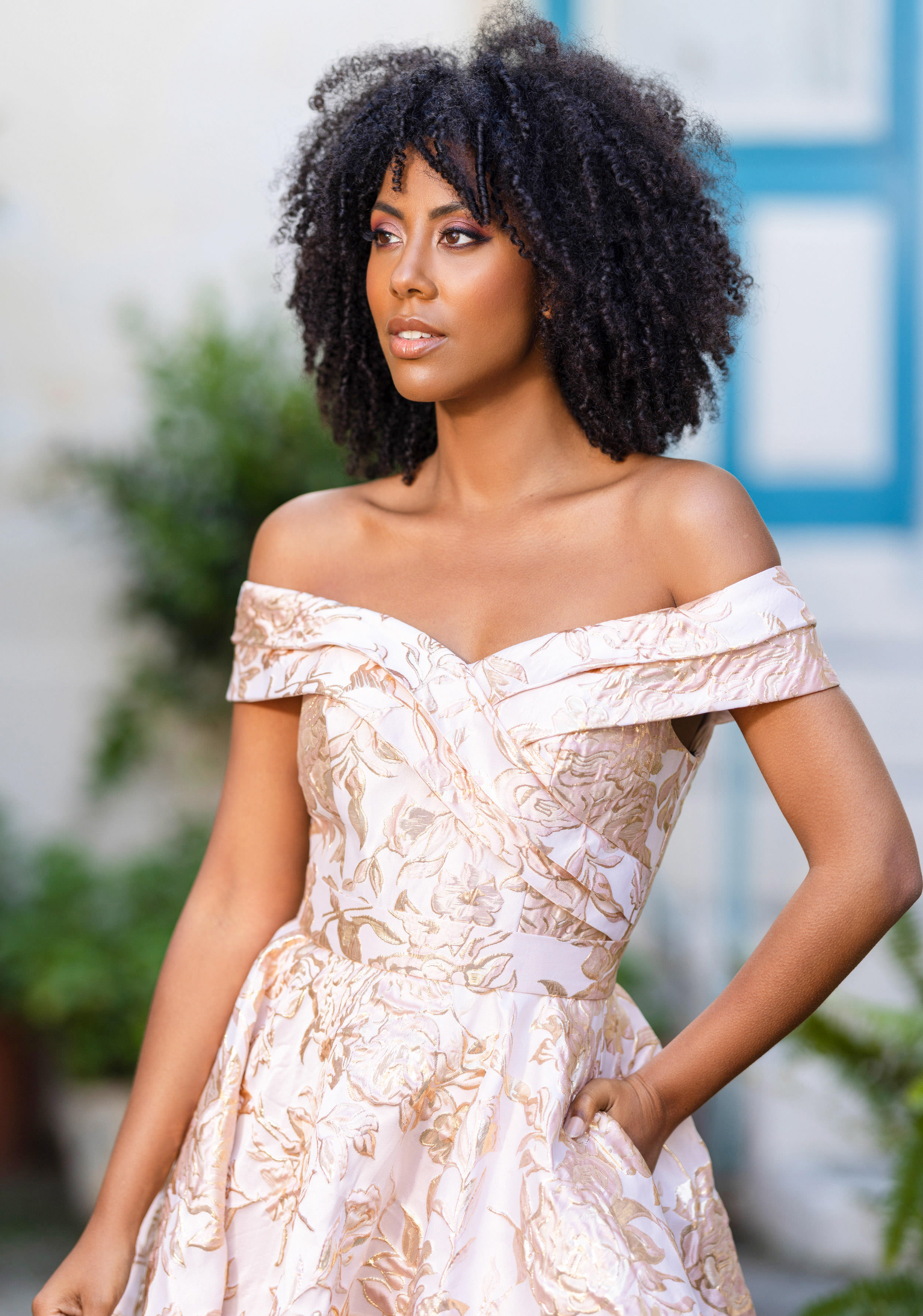 Brocade Cocktail Dress in Pearl Pink & Gold - Christian Koehlert