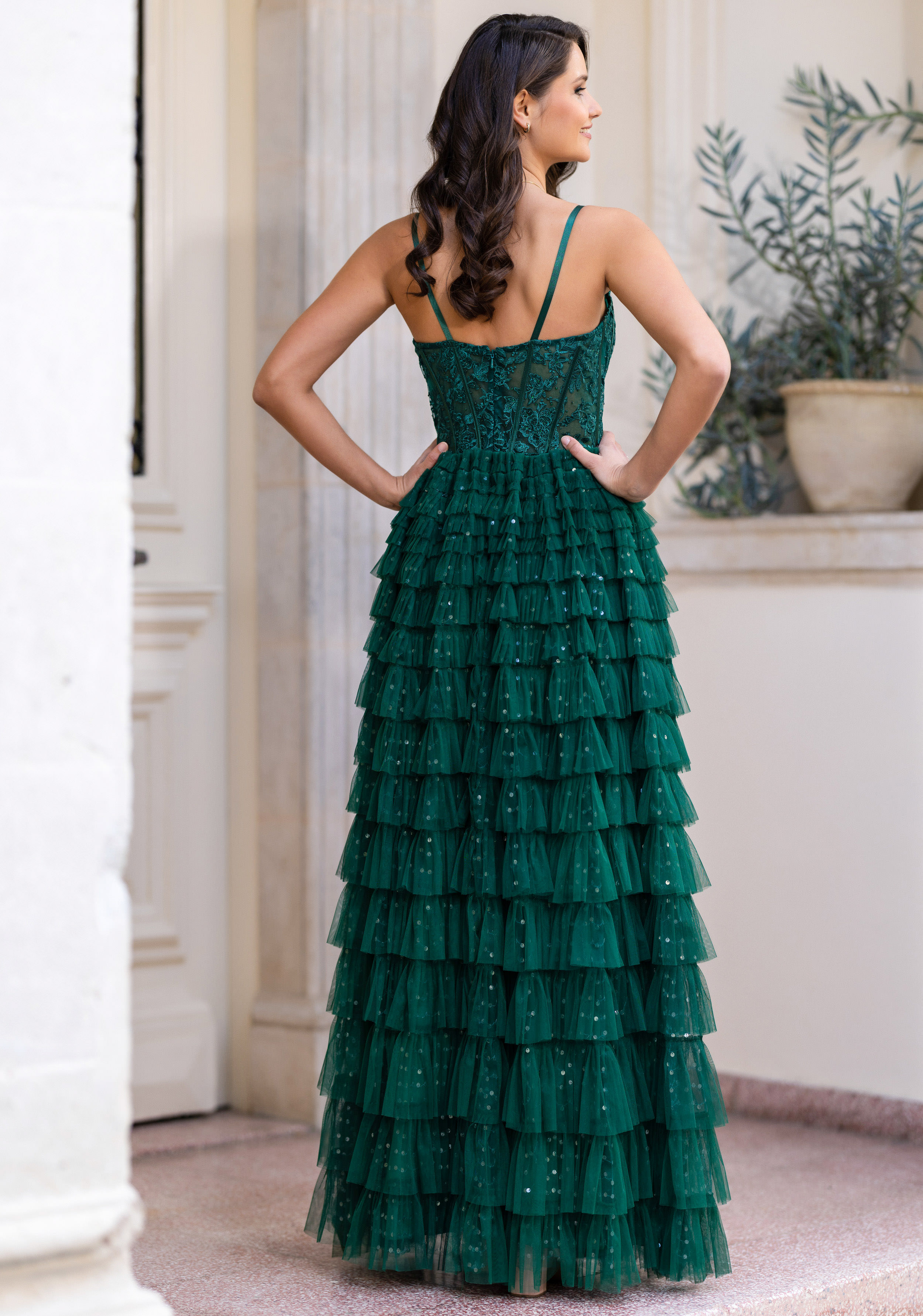 Erstaunlich Abendkleid Grn Mit Rmel Bilder